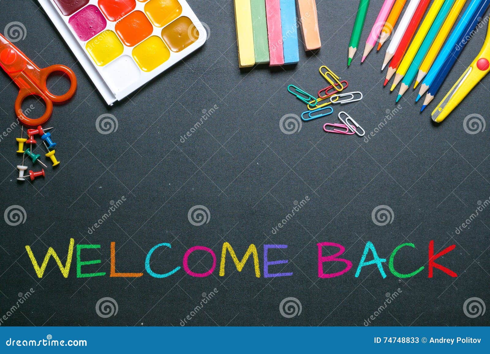 Welcome Back Colorful Chalk Text Stock Image - Image of draw, frame ...