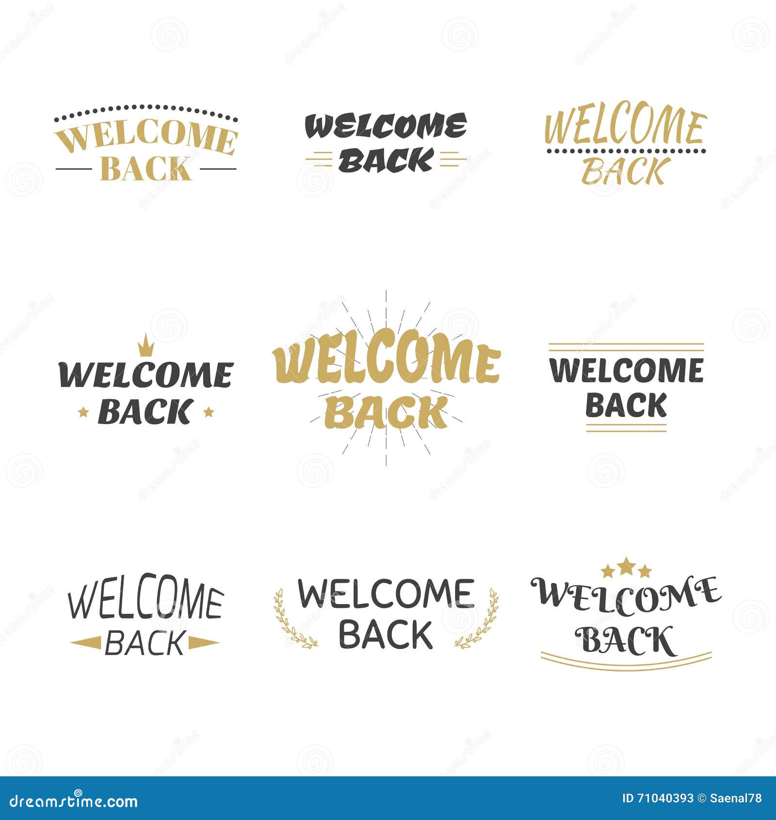 Welcome Back Design Collection. Set of Labels, Emblems, Stickers Stock ...