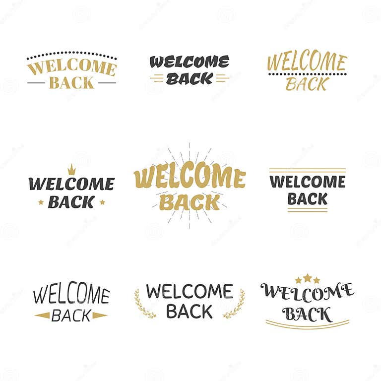 Welcome Back Design Collection. Set of Labels, Emblems, Stickers Stock ...