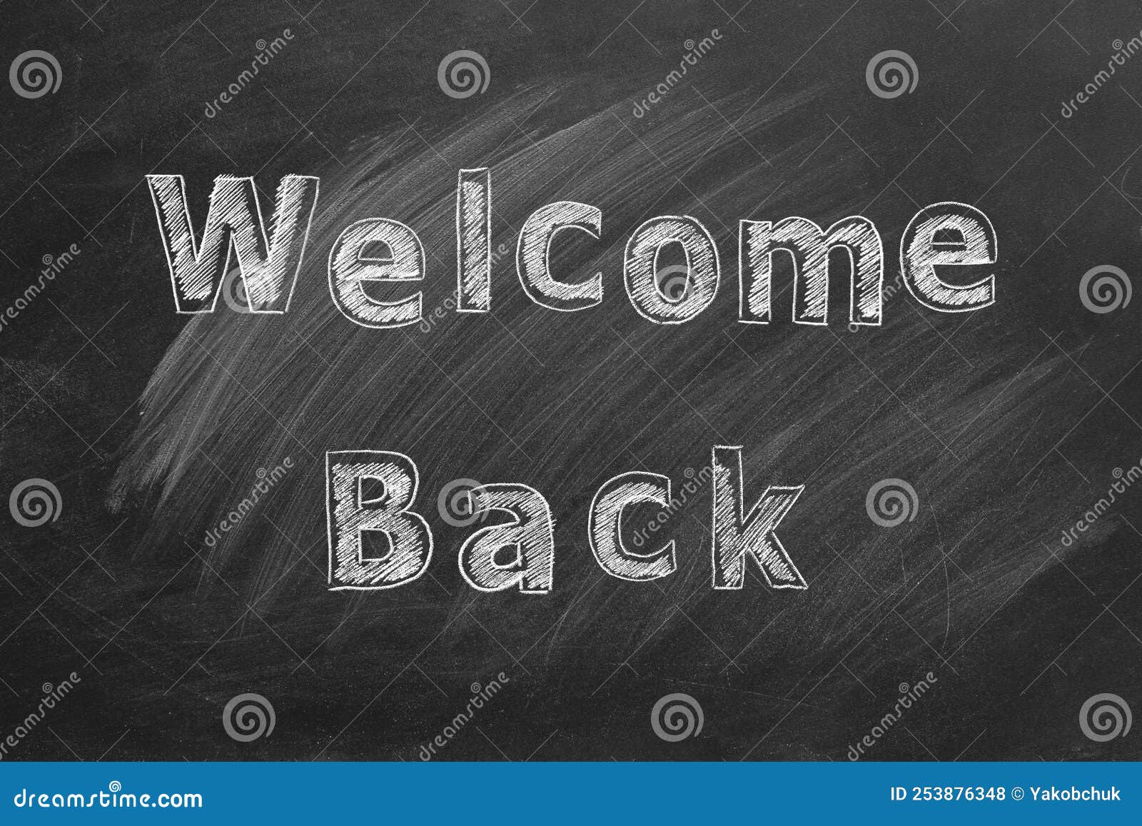 Welcome Back Lettering. Illustration on Blackboard. Stock Photo - Image ...