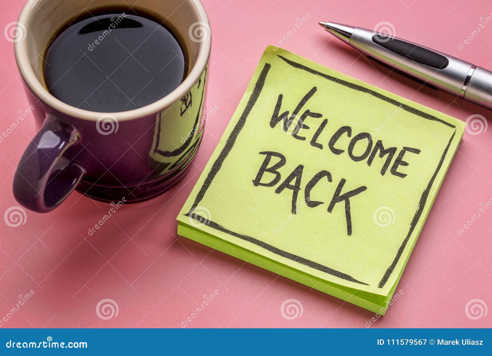 Welcome Back on a Sticky Note Stock Image - Image of note, office ...