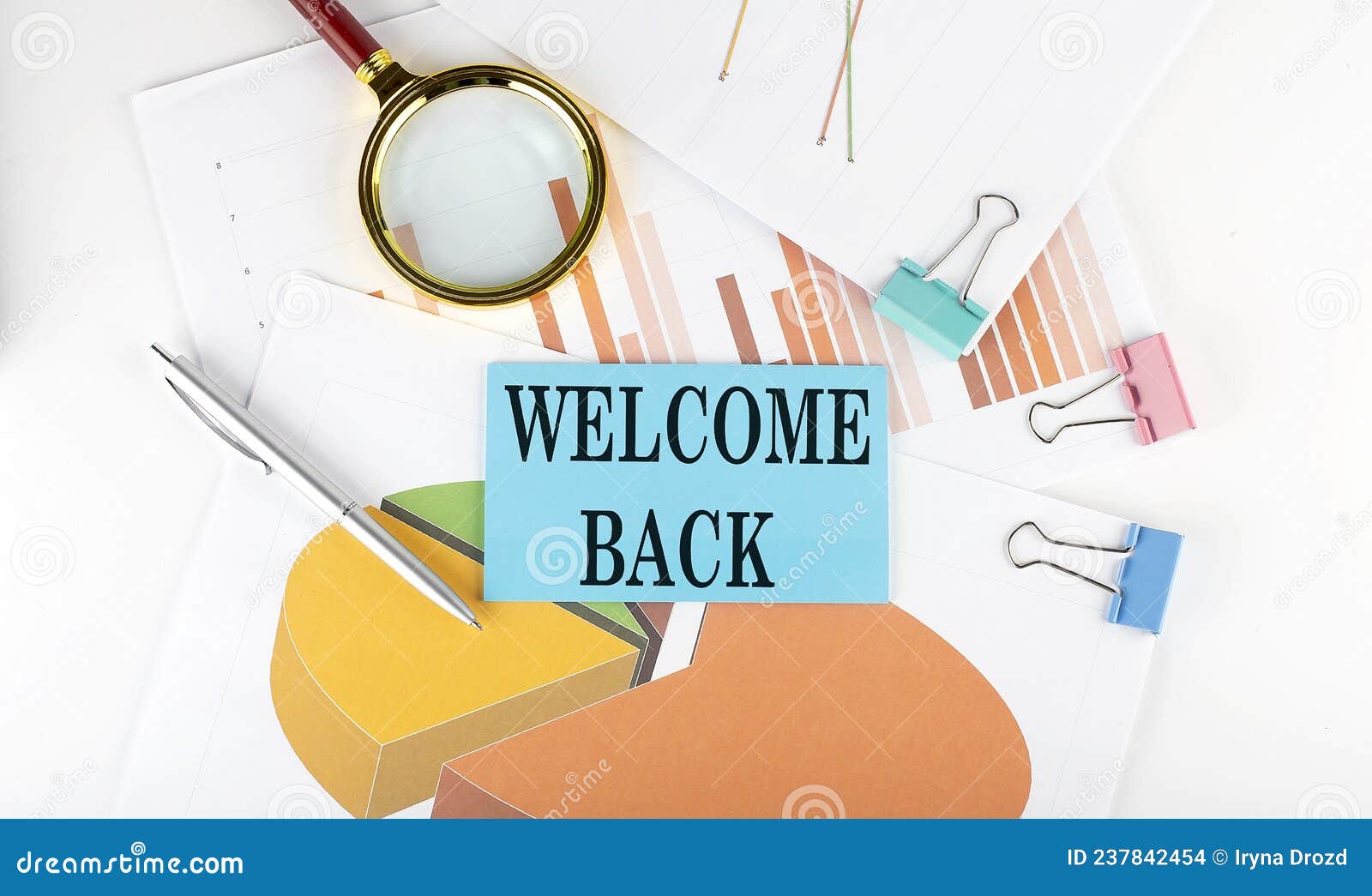 WELCOME BACK Text on the Sticker on the Paper Diagram Stock Photo ...