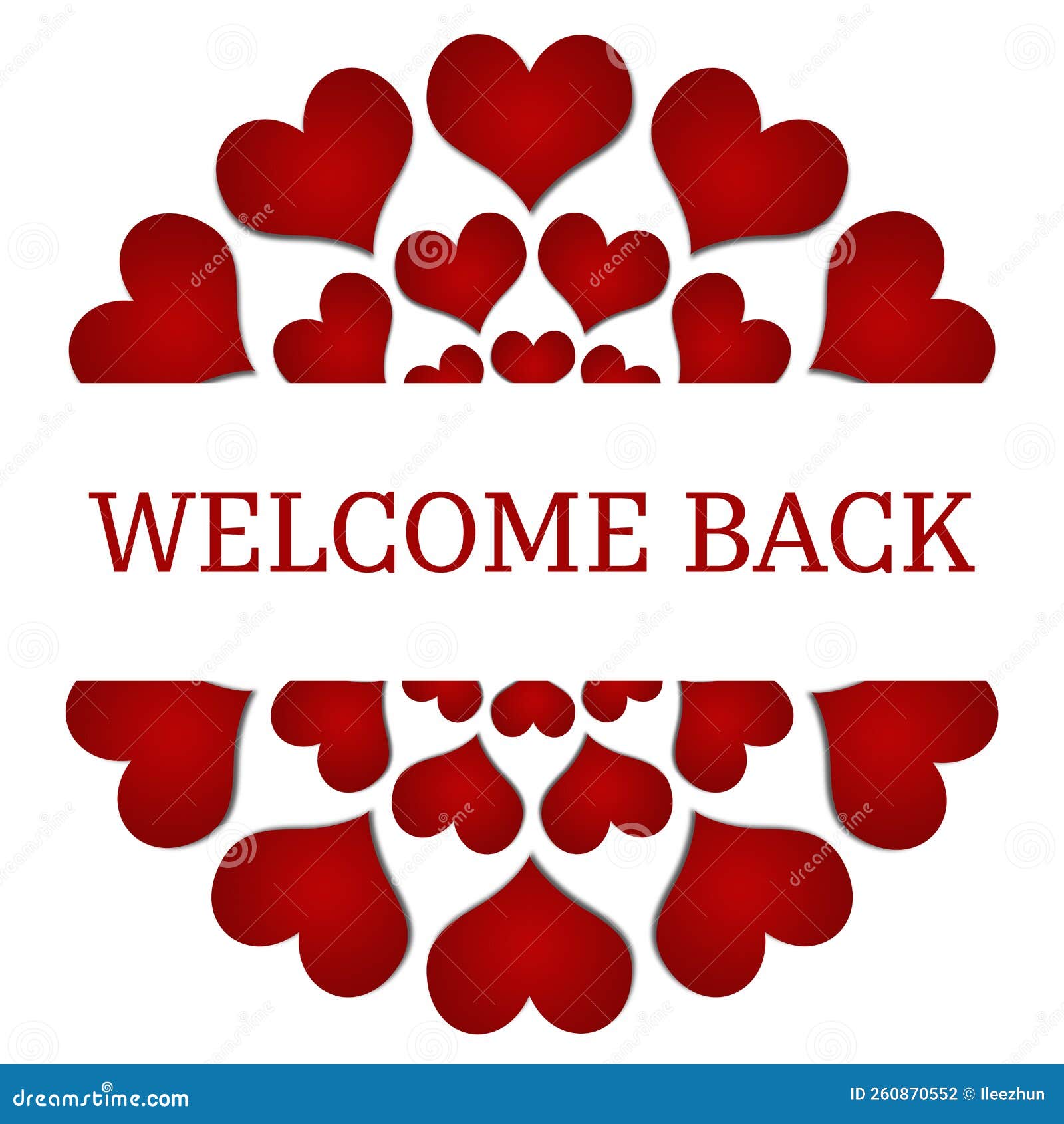 Welcome Back Red Hearts Circular Square Stock Illustration ...