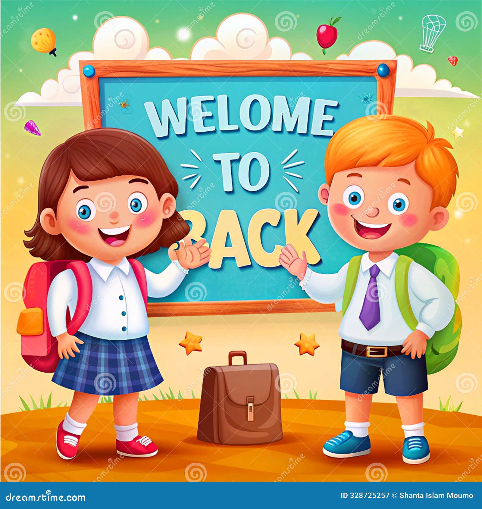 Welcome Back To School Image JPEG Design Stock Illustration ...