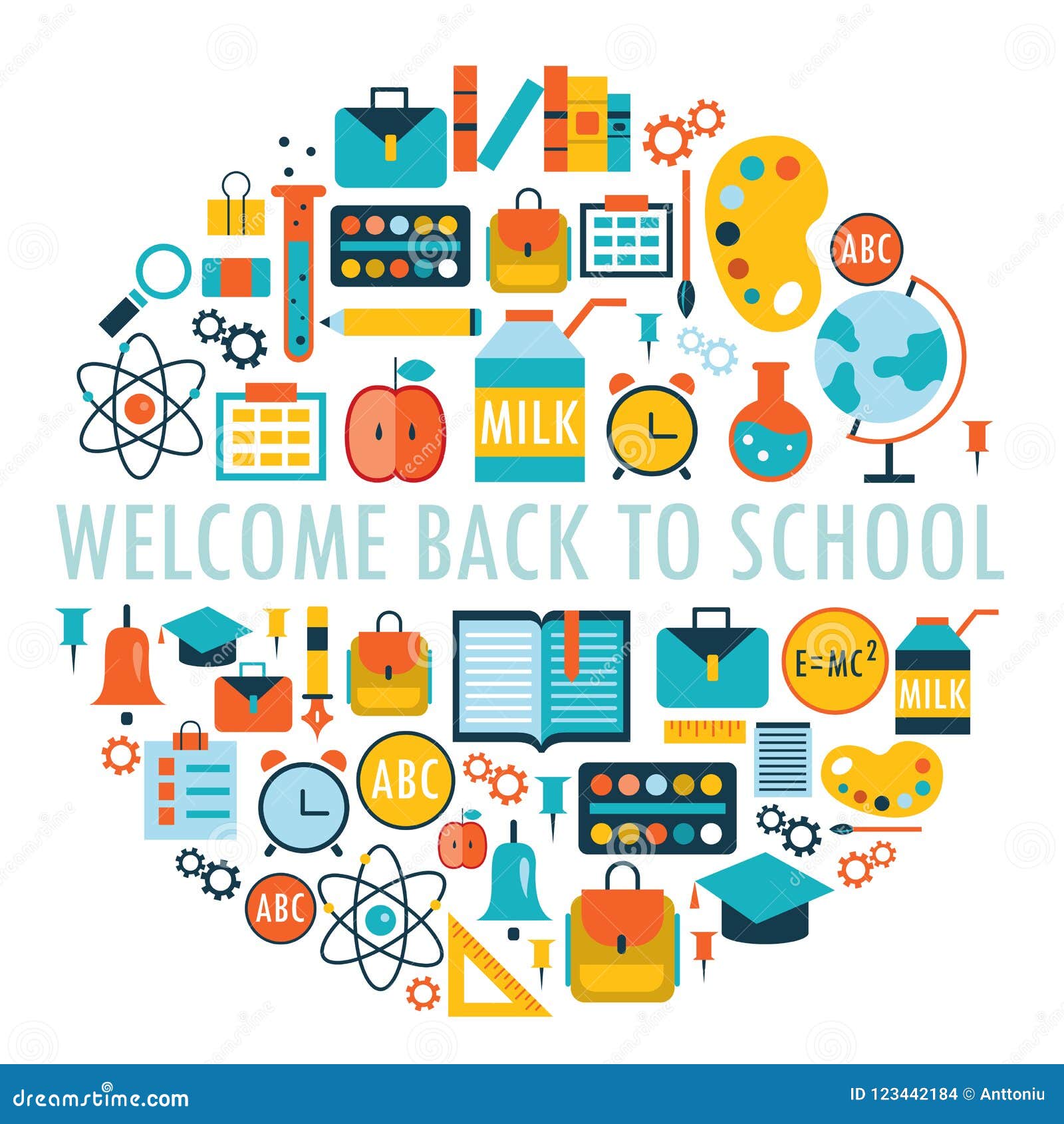 Welcome Back To School Background with Study Theme Icons Stock Vector ...