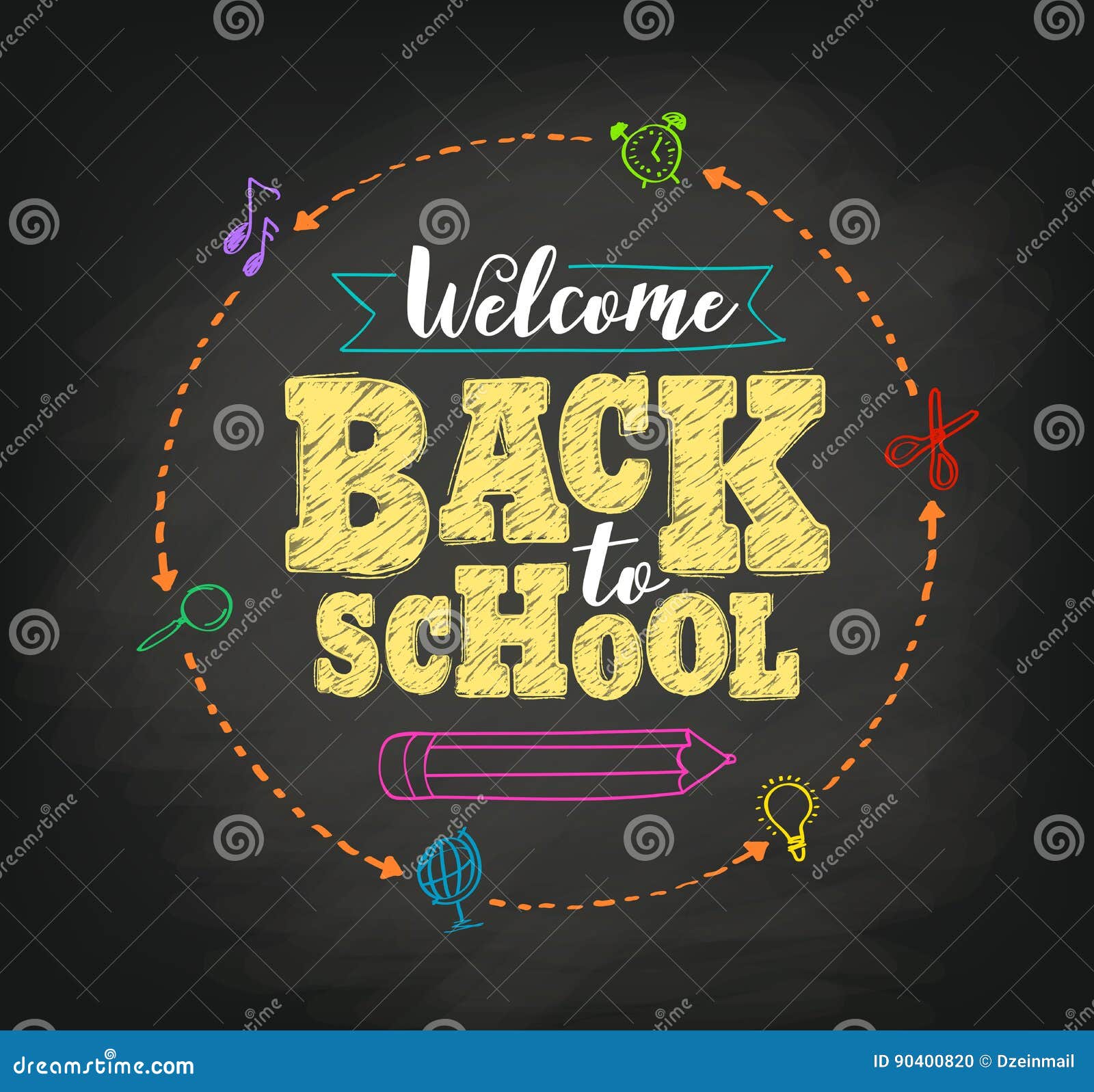 Welcome Back To School Concept Vector Design with Writing in Blackboard ...