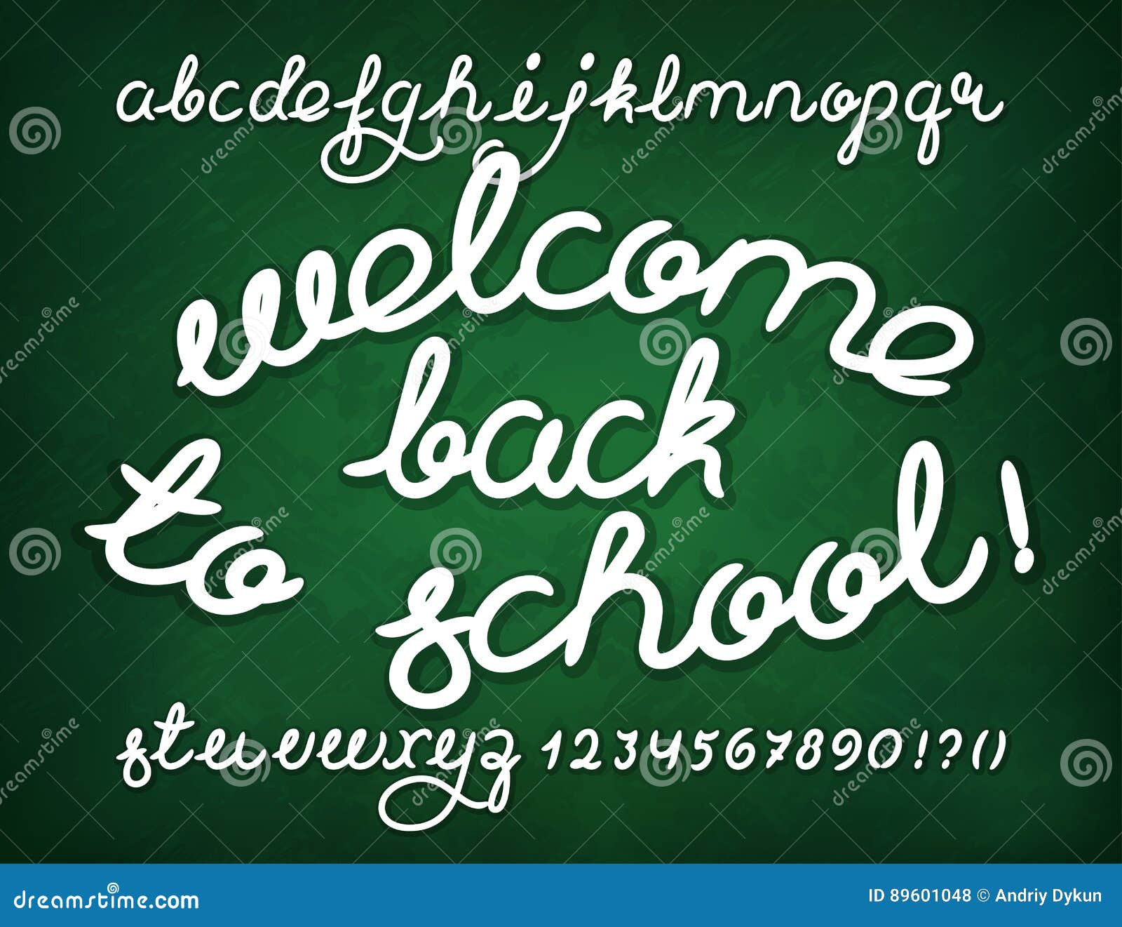 Welcome Back To School Handwritten Alphabet Stock Vector - Illustration ...