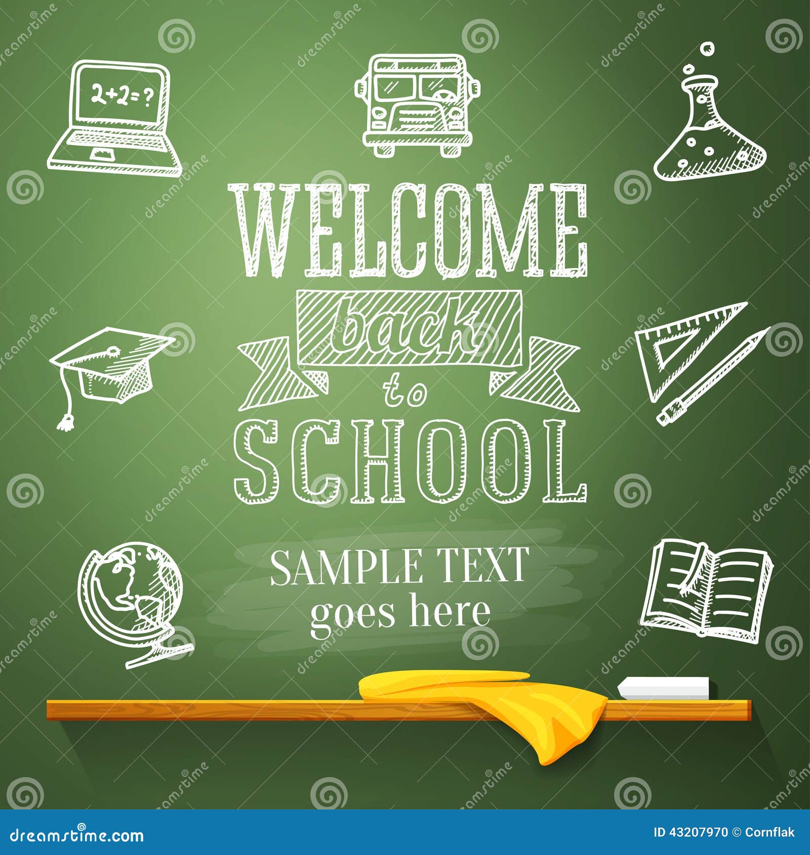 Welcome Back To School Message on Chalkboard with Stock Vector ...
