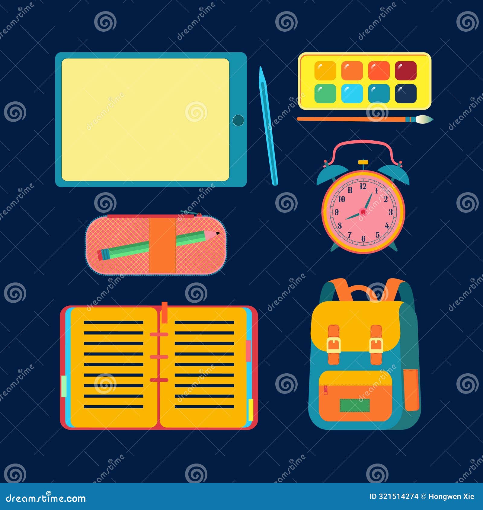 Welcome Back To School Study Elements Collection Stock Vector ...