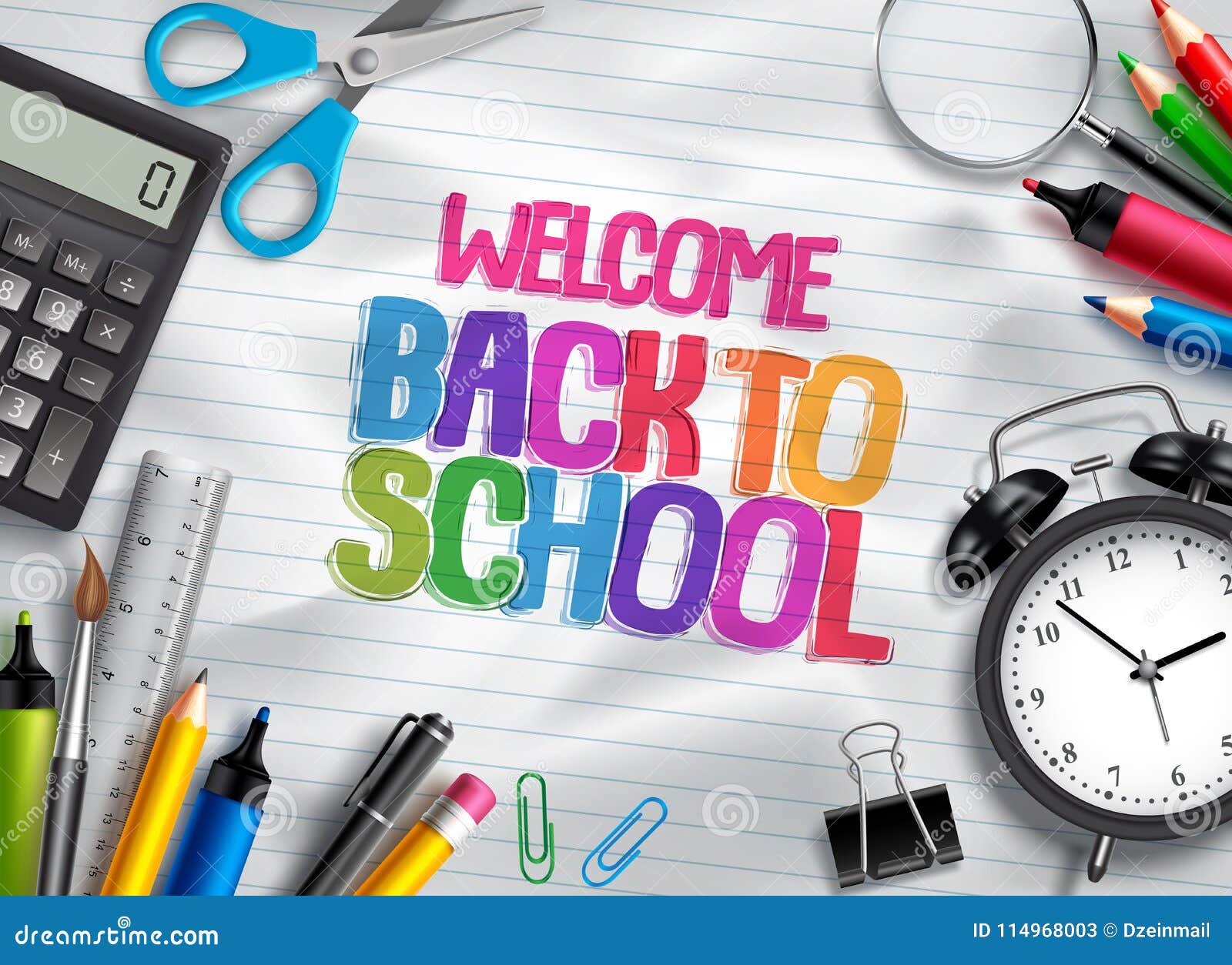 Welcome Back To School Vector Design Template with School Supplies ... Welcome Back To School Vector Design Template with School Supplies ...