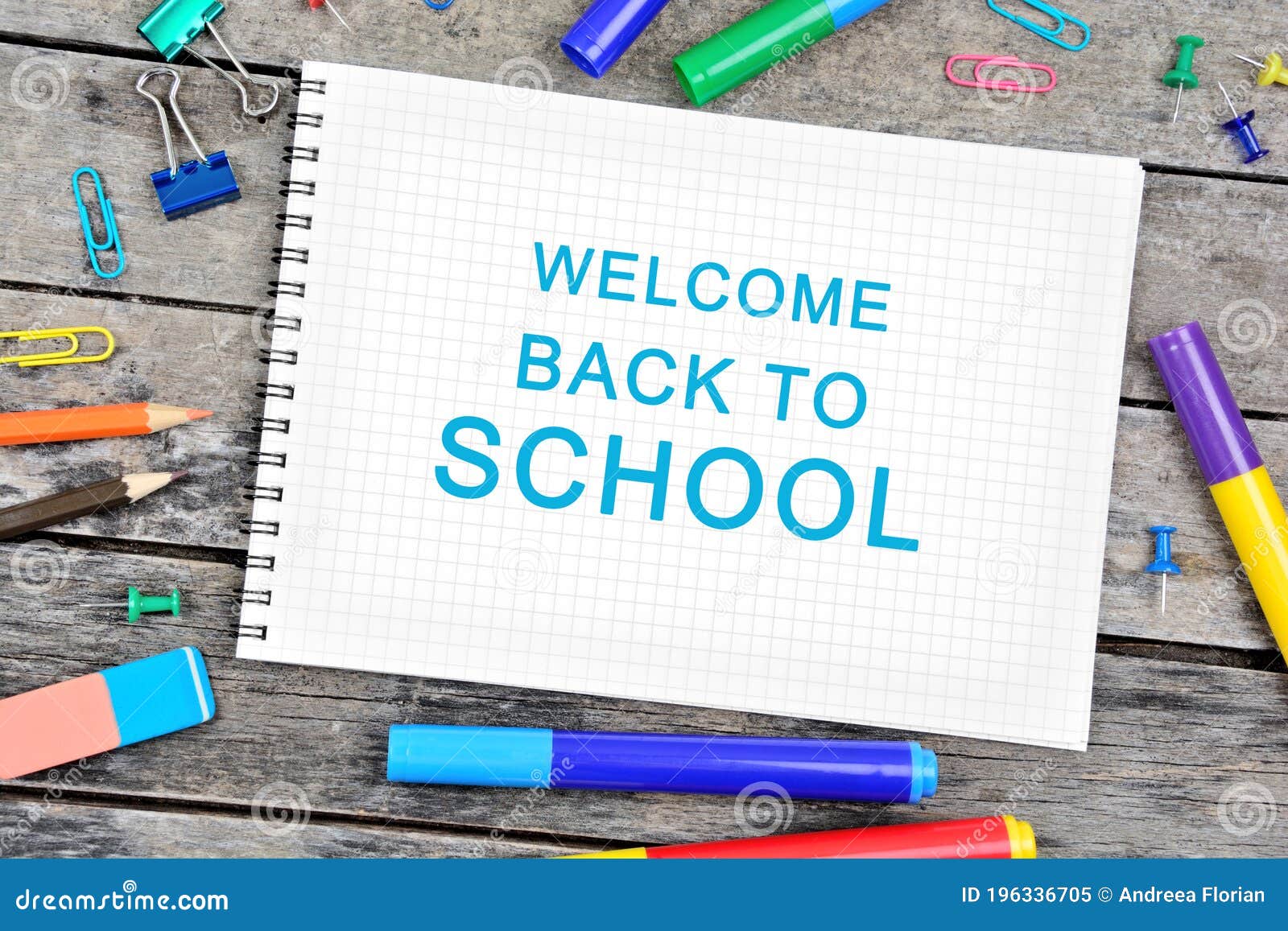 Welcome Back To School Words on Notebook Stock Image - Image of notepad ...