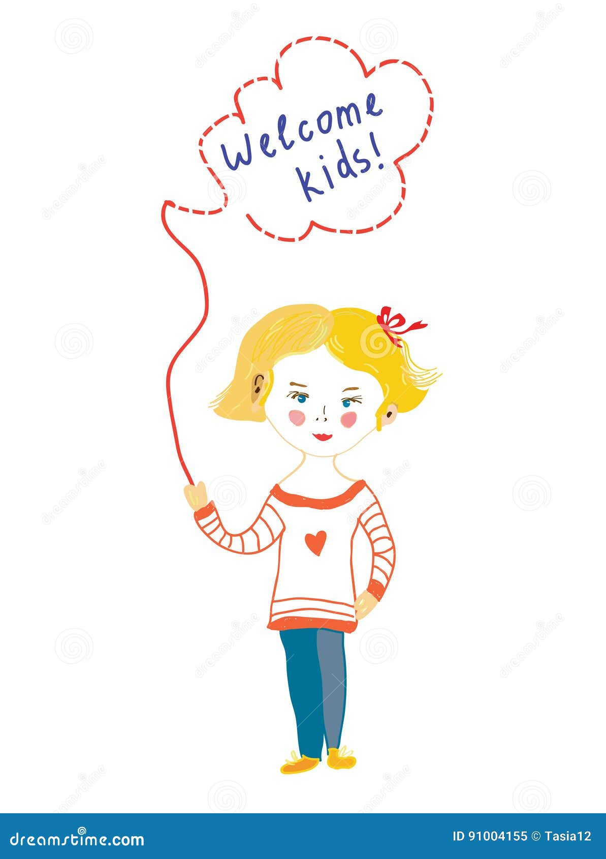 Welcome Banner with Child and Frame Stock Vector - Illustration of draw ...