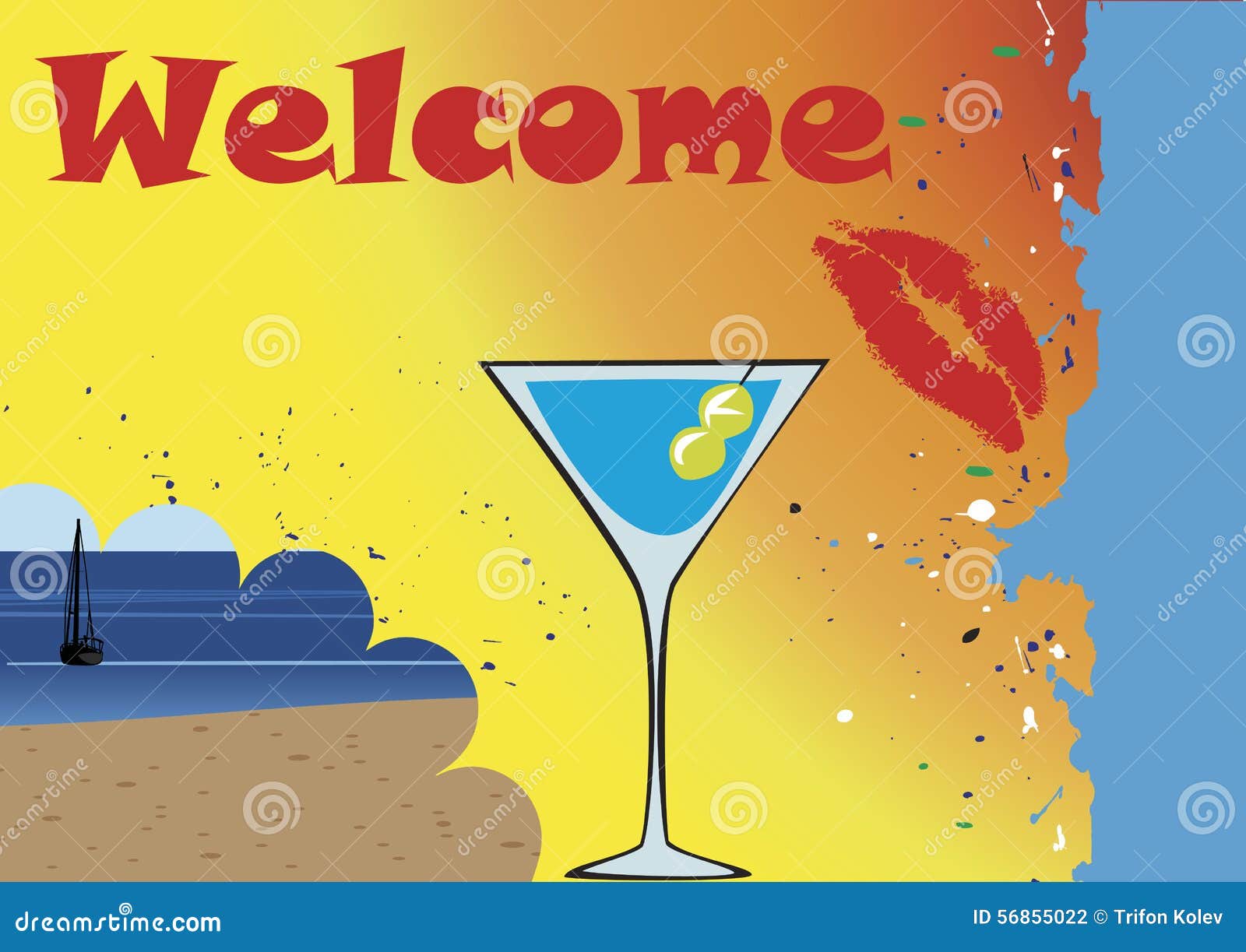 Welcome Drink Hand Lettering On White Background Royalty-Free Stock ...
