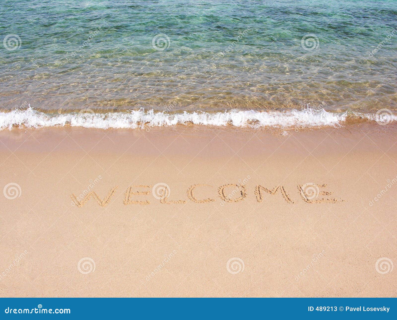 Welcome on beach stock image. Image of write, beat, water - 489213