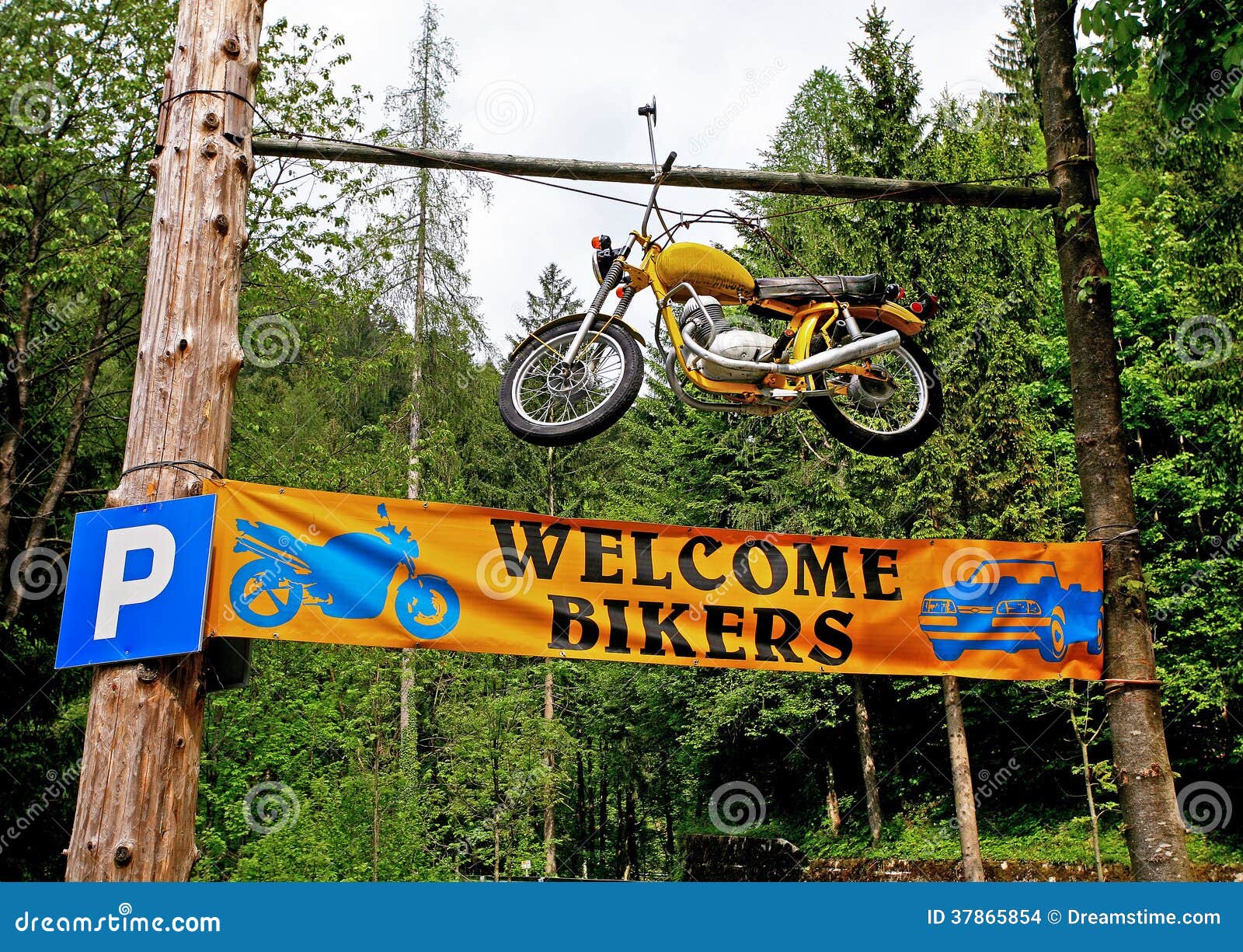 Welcome bikers! stock photo. Image of outdoor, banner - 37865854