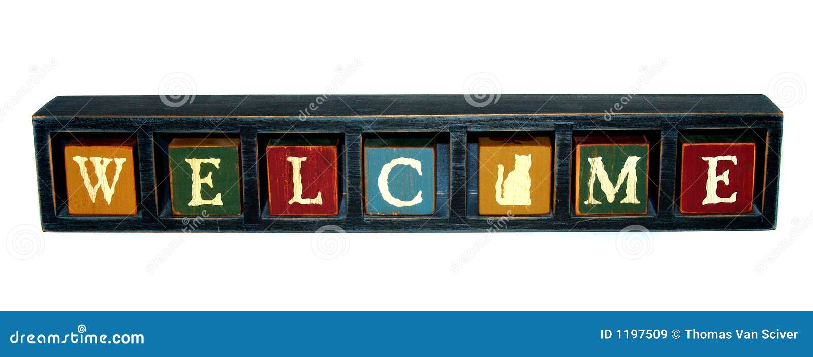 Welcome Blocks Box Cat stock image. Image of member, blocks - 1197509