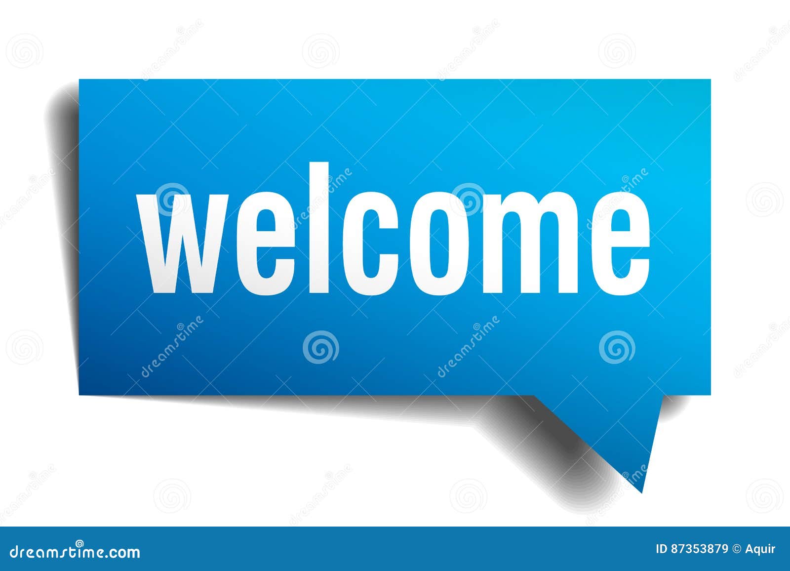 Welcome Blue 3d Realistic Paper Speech Bubble Stock Vector ...