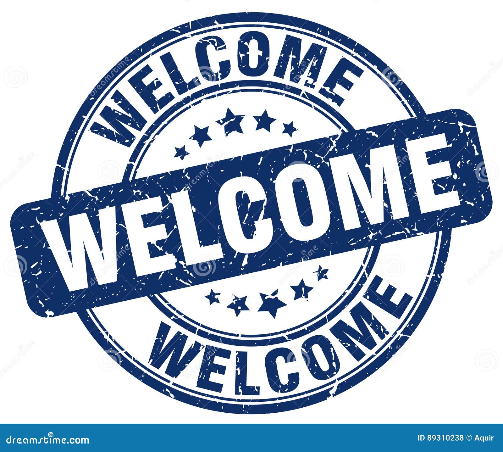 Welcome Blue Grunge Round Rubber Stamp Stock Vector - Illustration of ...