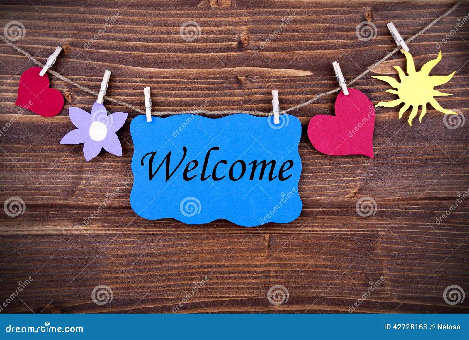 Welcome on a Blue Label stock image. Image of customer - 42728163