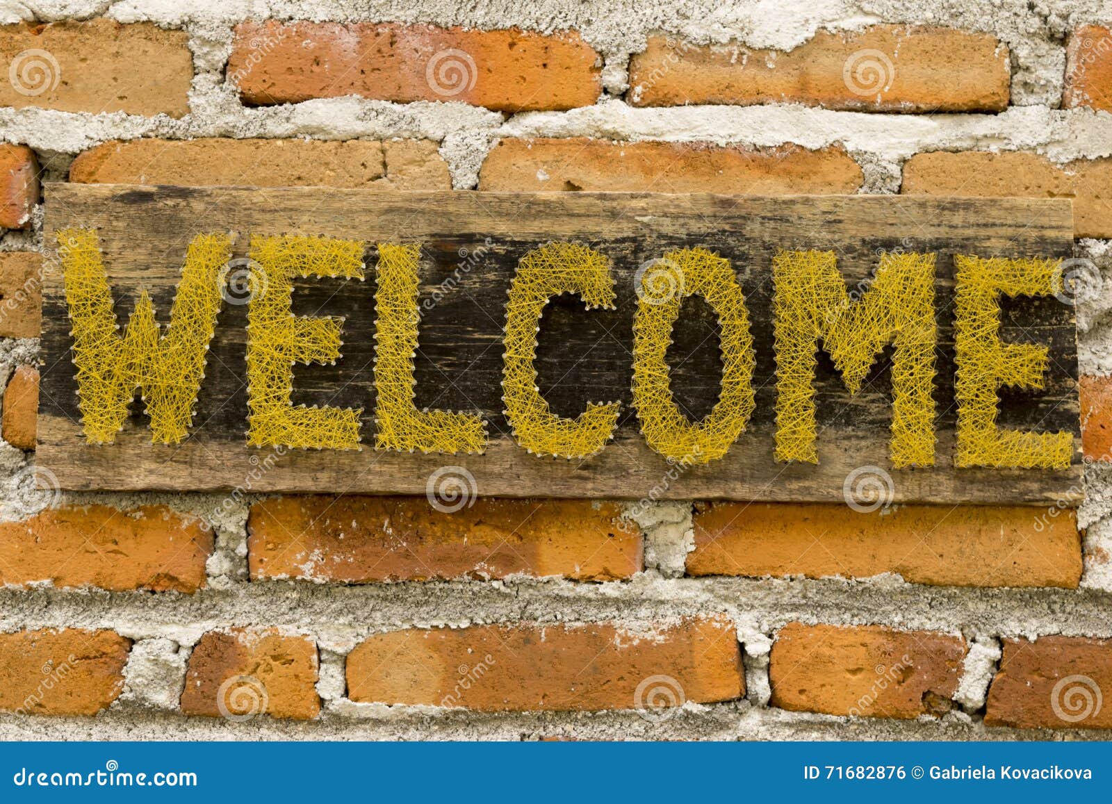 WELCOME board stock photo. Image of vintage, twine, rusty - 71682876