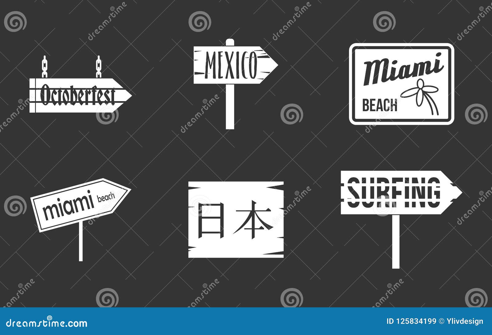 Welcome Board Icon Set Grey Stock Illustration - Illustration of farm ...