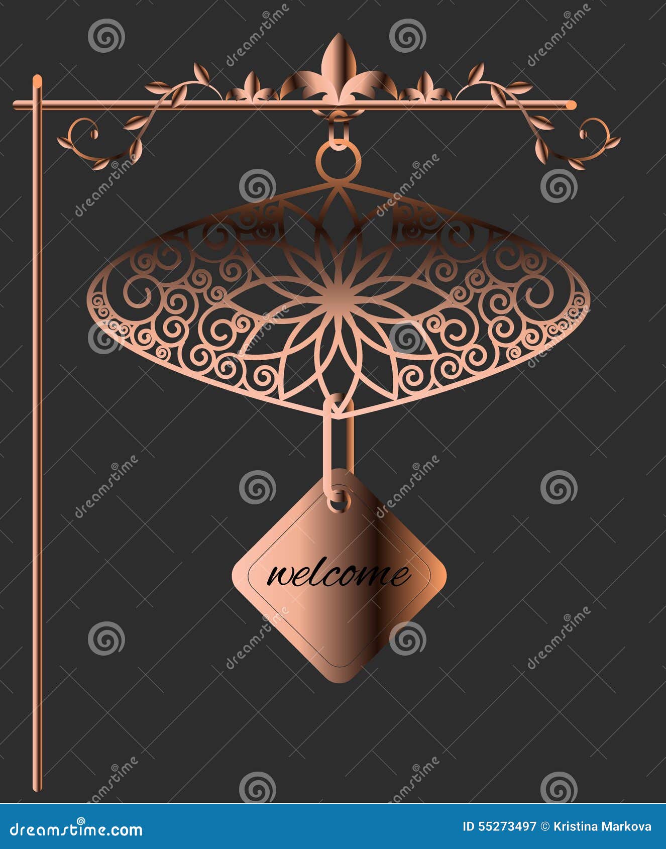 Welcome Border Design Element Copper Signboard Stock Vector ...
