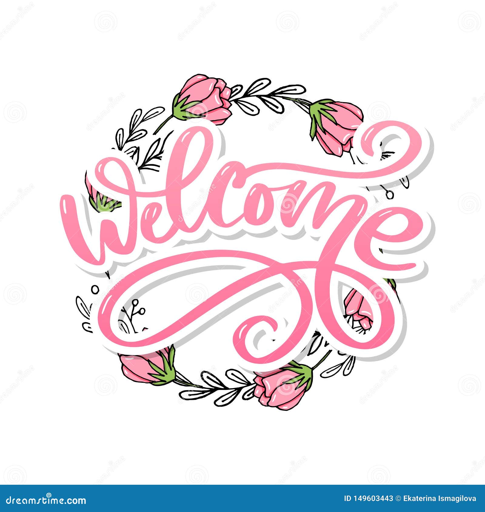 Welcome Brush Lettering. Vector Illustration for Decoration or Banner ...