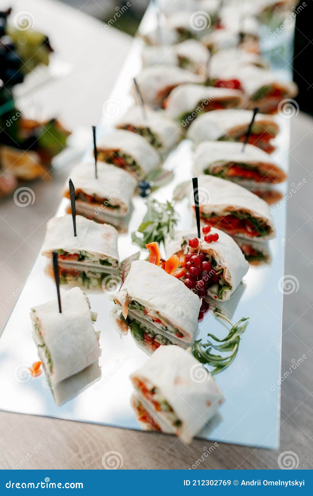 Welcome Buffet with Alcohol and Snacks, Sandwiches Stock Image - Image ...
