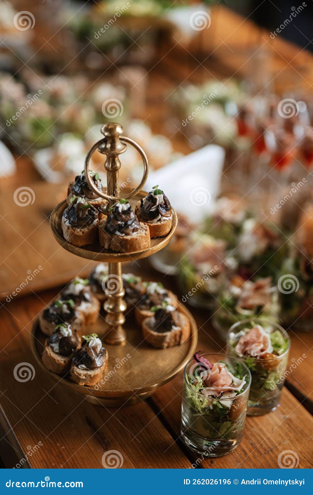 Welcome Buffet with Alcohol and Snacks Stock Photo - Image of glasses ...