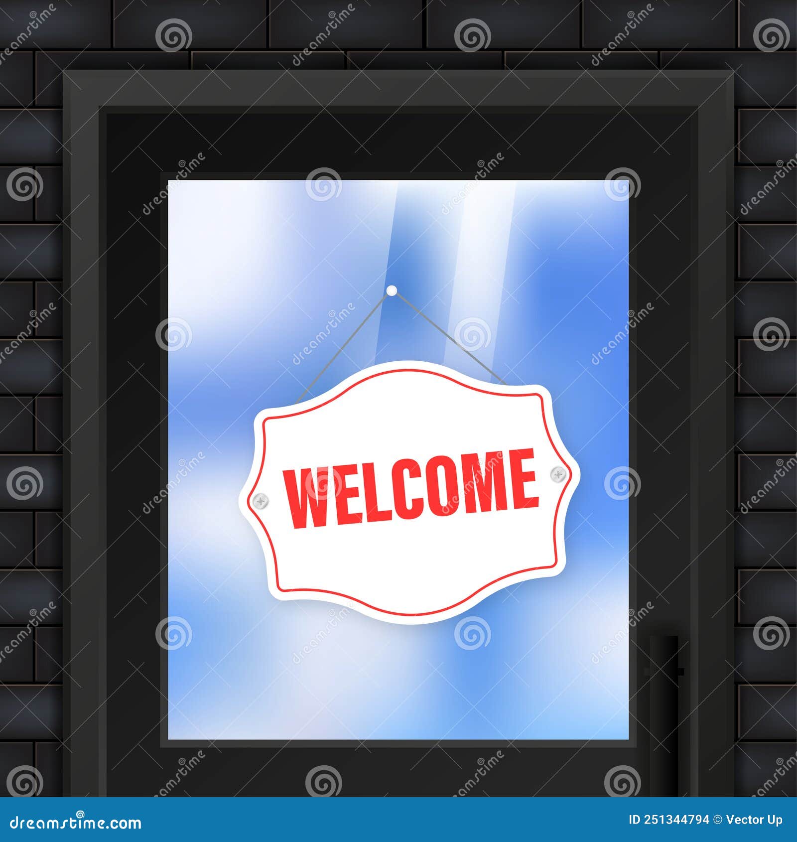 Welcome Business Sign on Door. Vector Illustration. Stock Vector ...