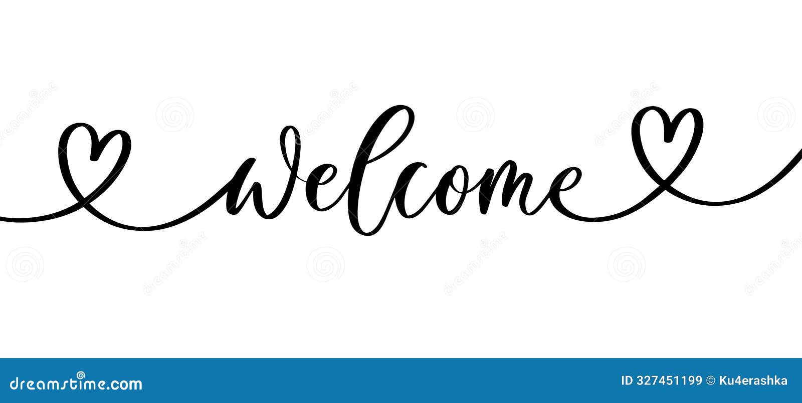 Welcome - Calligraphic Inscription with Smooth Lines and Heart. Stock ...