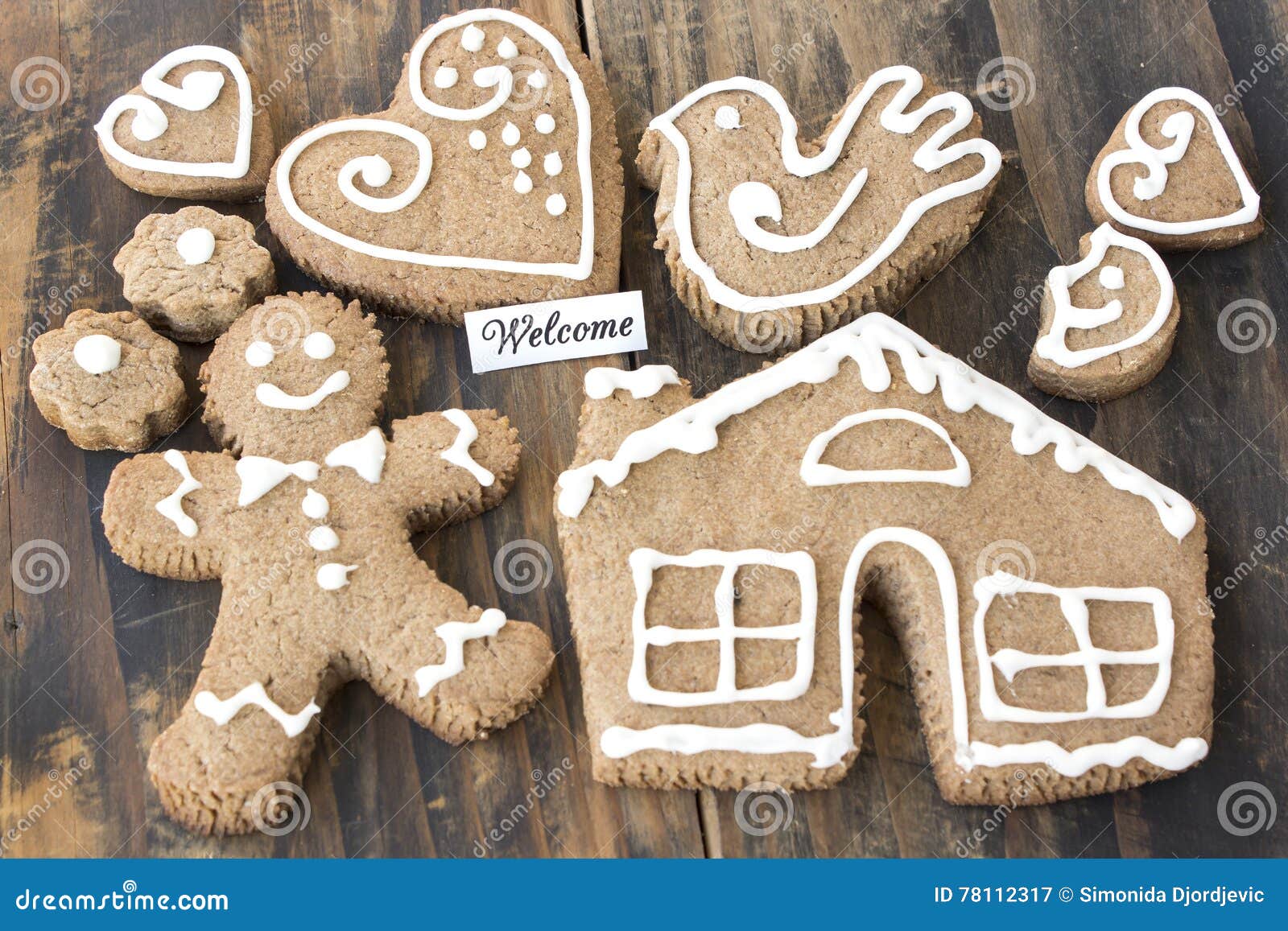 Welcome Card with Gingerbread Cookies Stock Image - Image of cookies ...