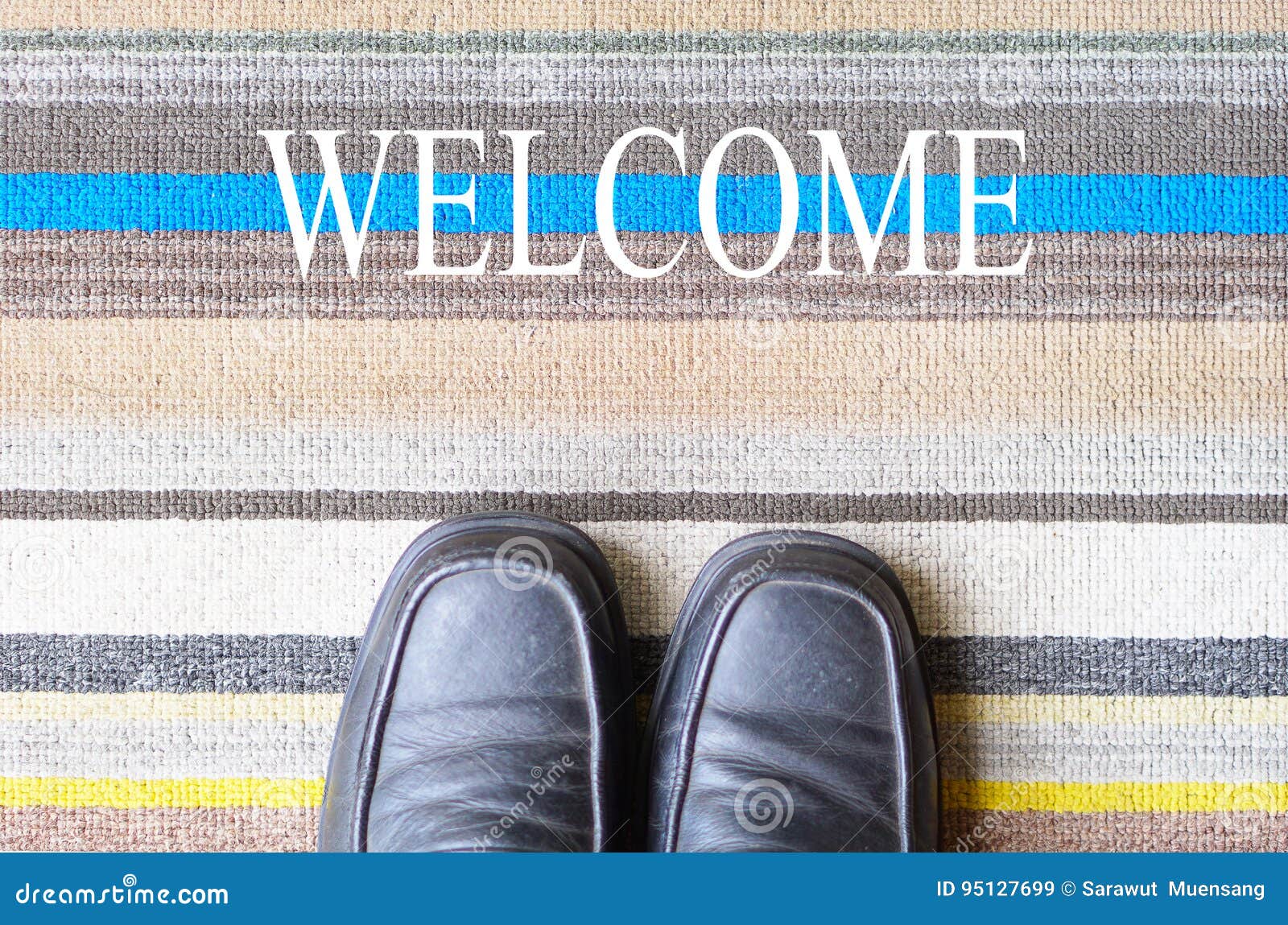 Welcome carpet stock image. Image of decoration, door - 95127699