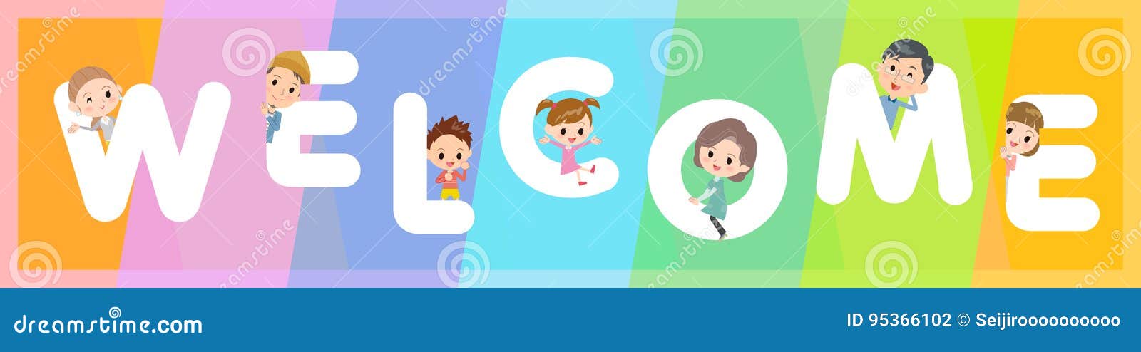 Welcome Character Illustration Font Title Design Stock Vector ...