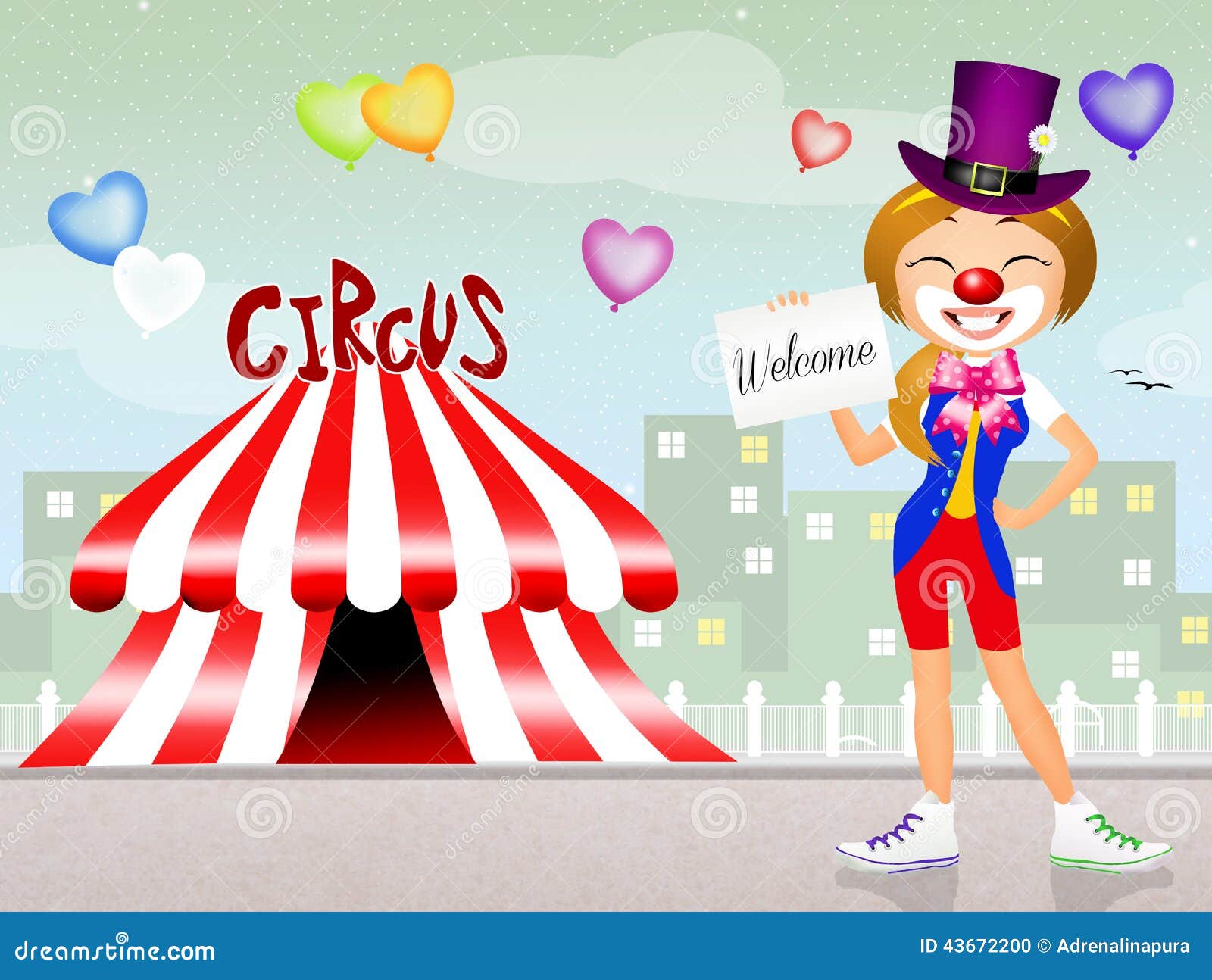 Welcome To The Circus Vector Poster With Lettering And Cartoon Cute ...