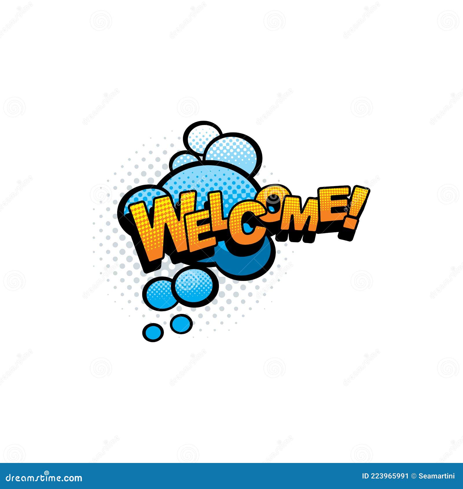 Welcome Cloud Bubble Isolate Pop Art Sticker Label Stock Vector ...