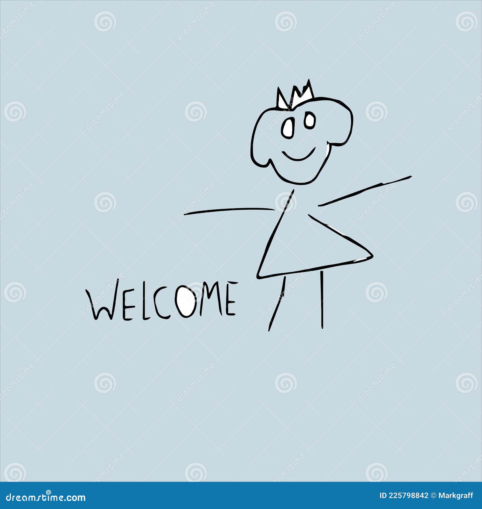 Welcome Concept. Lettering and a Friendly Girl. Stock Vector ...