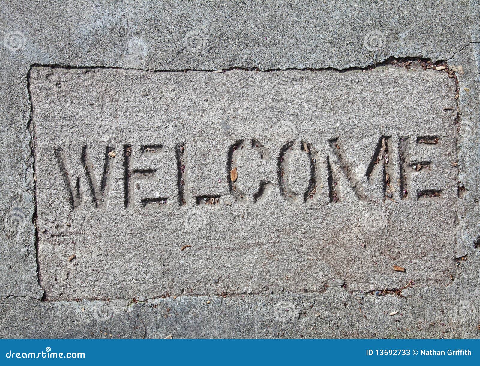 Welcome in concrete stock image. Image of communication - 13692733