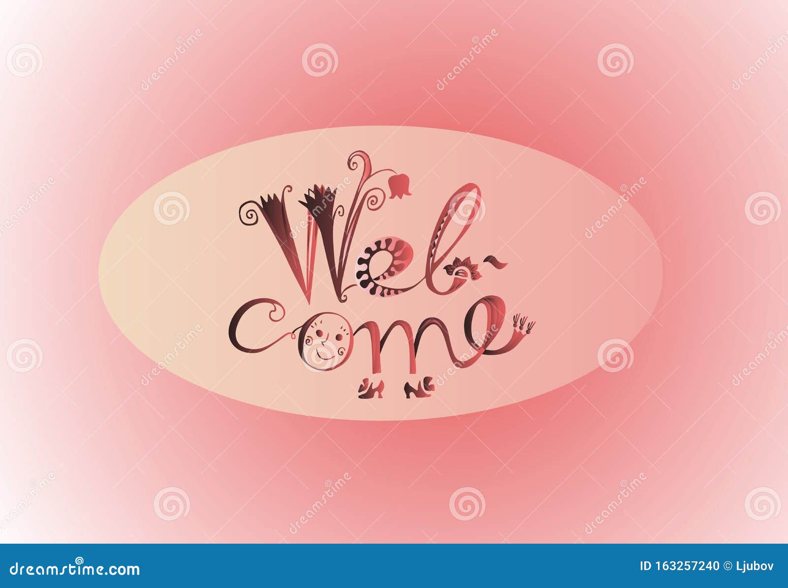 Welcome - Cute Hand Drawn Lettering Stock Vector - Illustration of ...