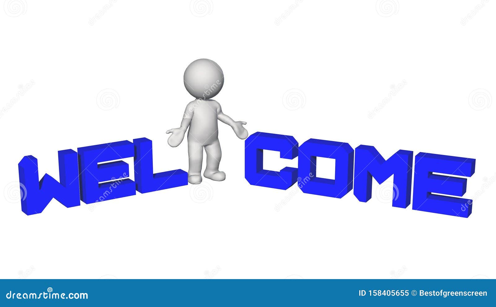 Welcome - 3D Text in Blue and 3D People on White Background Stock ...