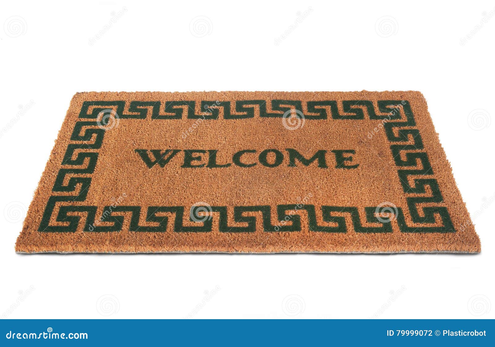 Welcome Door Mat With Female Feet. Friendly Grey Door Mat Closeup With ...