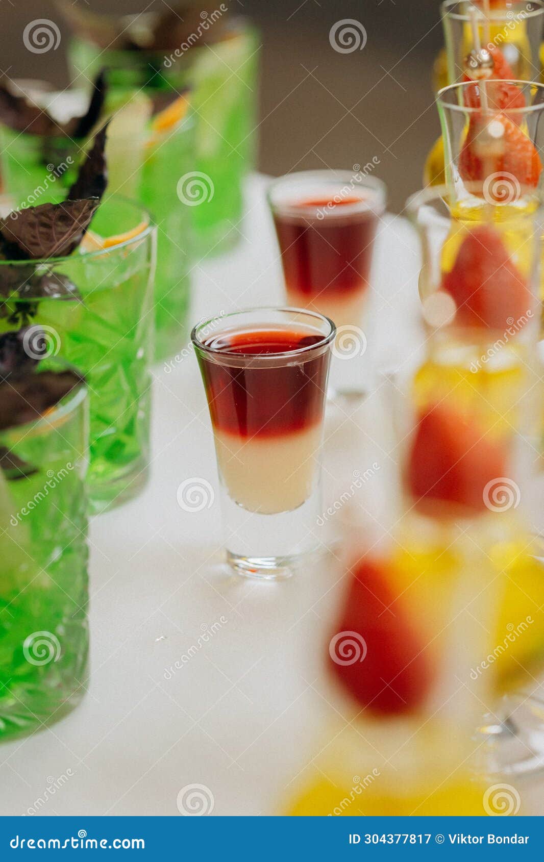 Welcome Drink with Cocktail Glasses and Drinks at an Event. Alcoholic ...