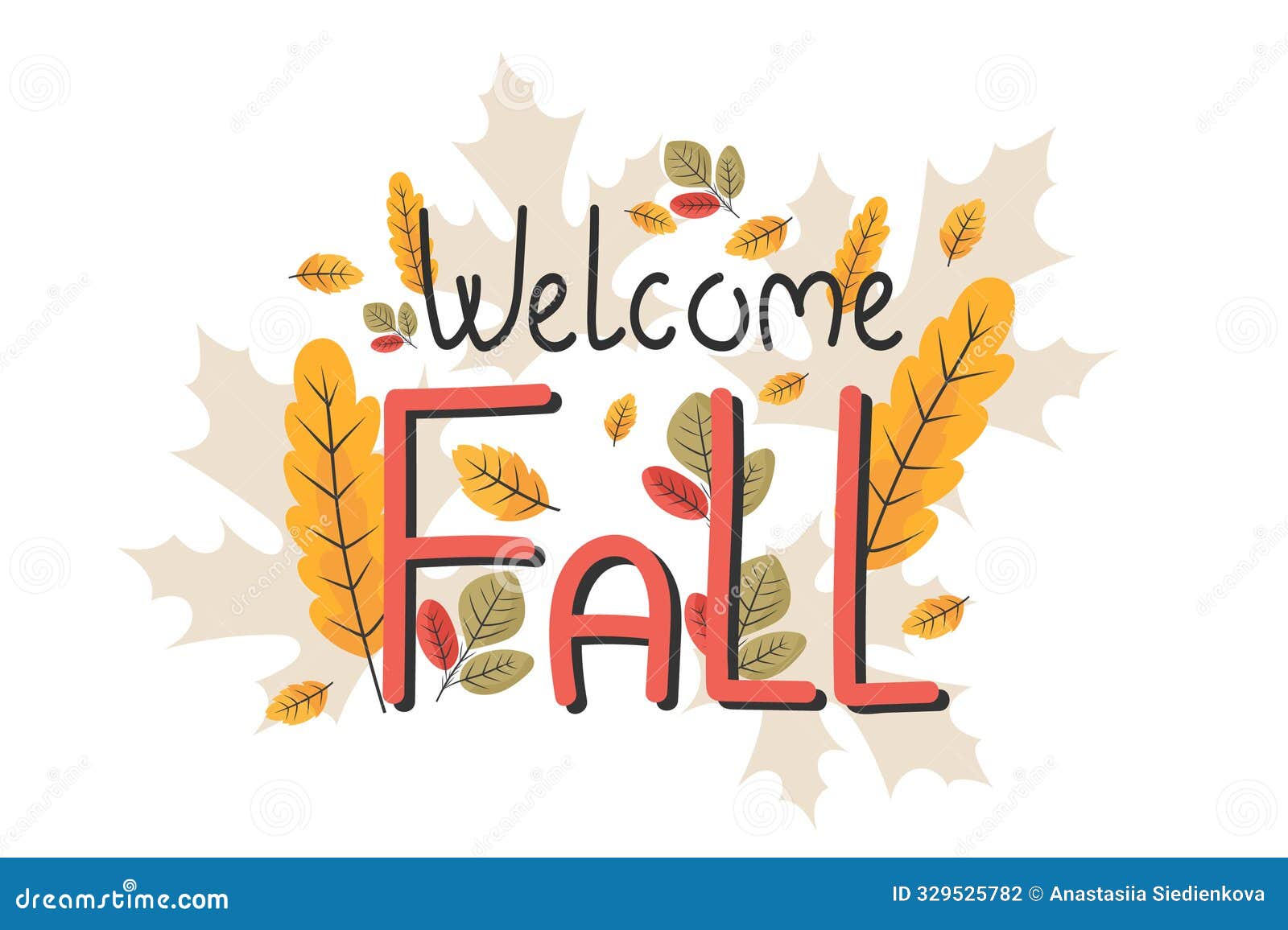Welcome Fall Handwritten Calligraphy Cartoon Vector | CartoonDealer.com ...