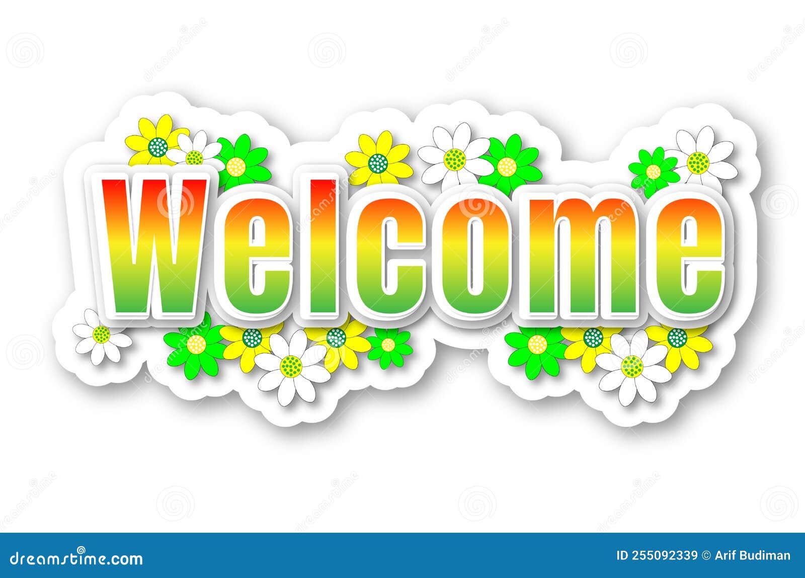 Welcome 3D Text Effect Flower Ornament Bakground Stock Vector ...