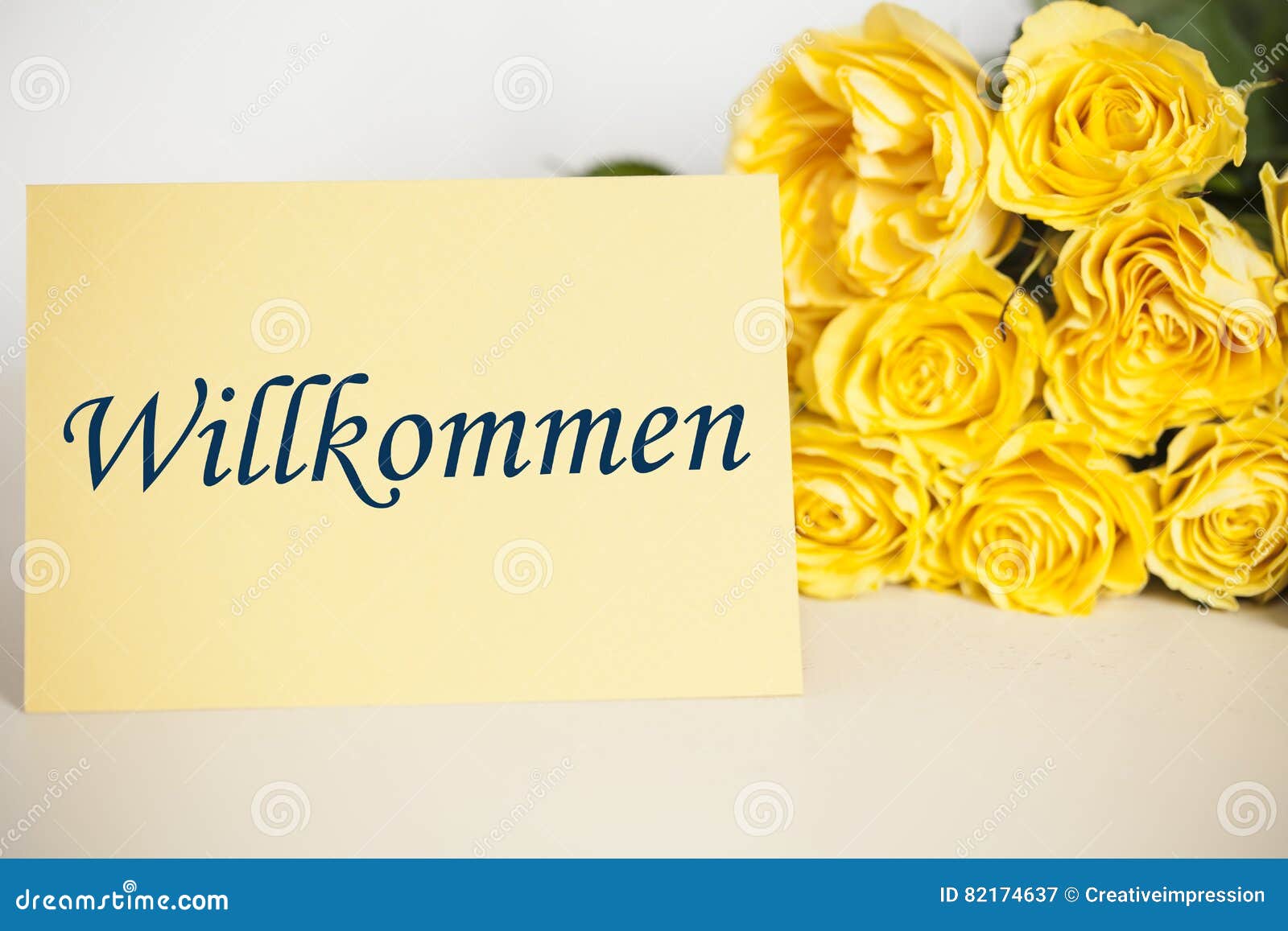 Welcome german stock image. Image of writing, bouquet - 82174637