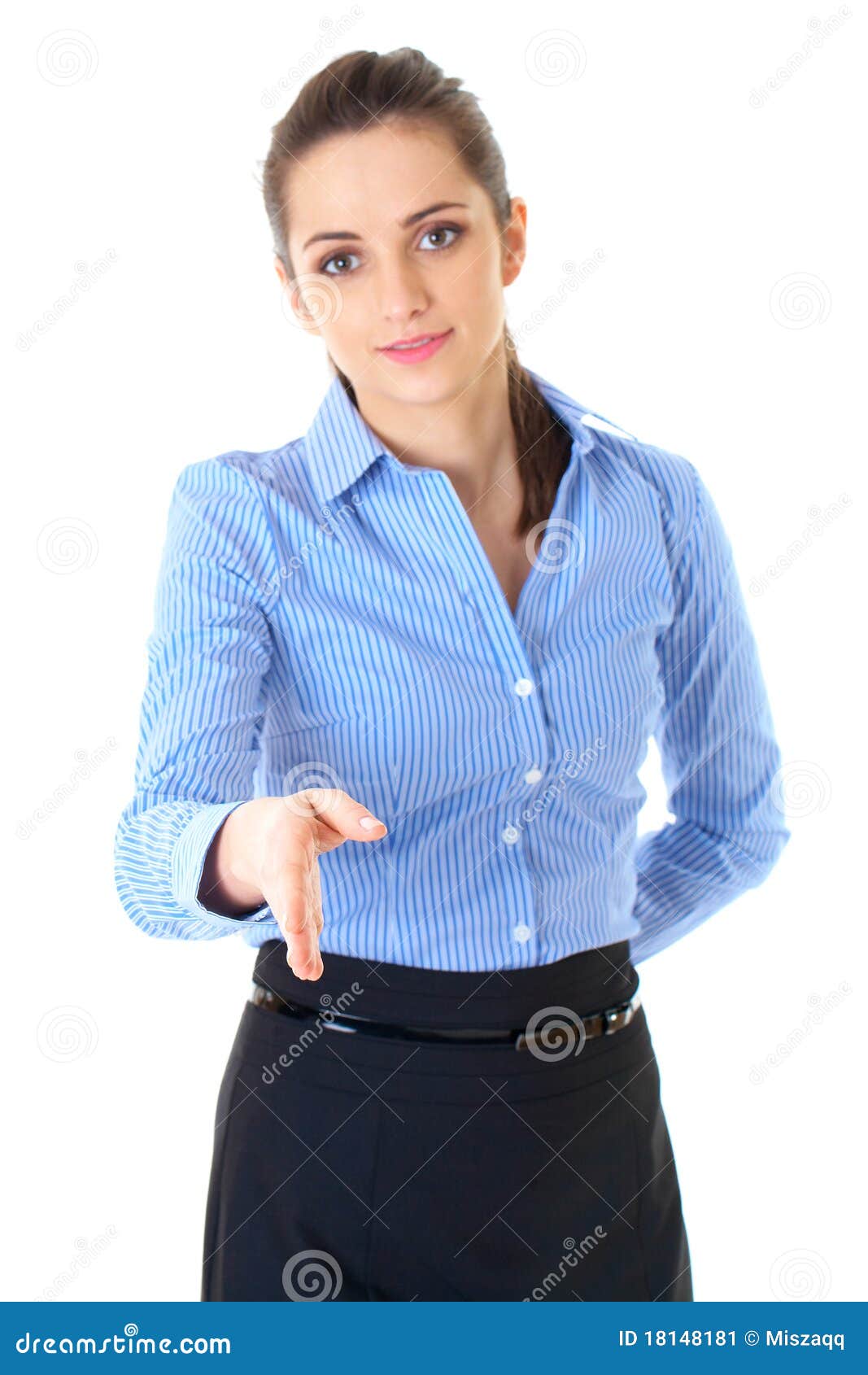 Welcome Gesture, Businesswoman in Blue, Isolated Stock Image - Image of ...