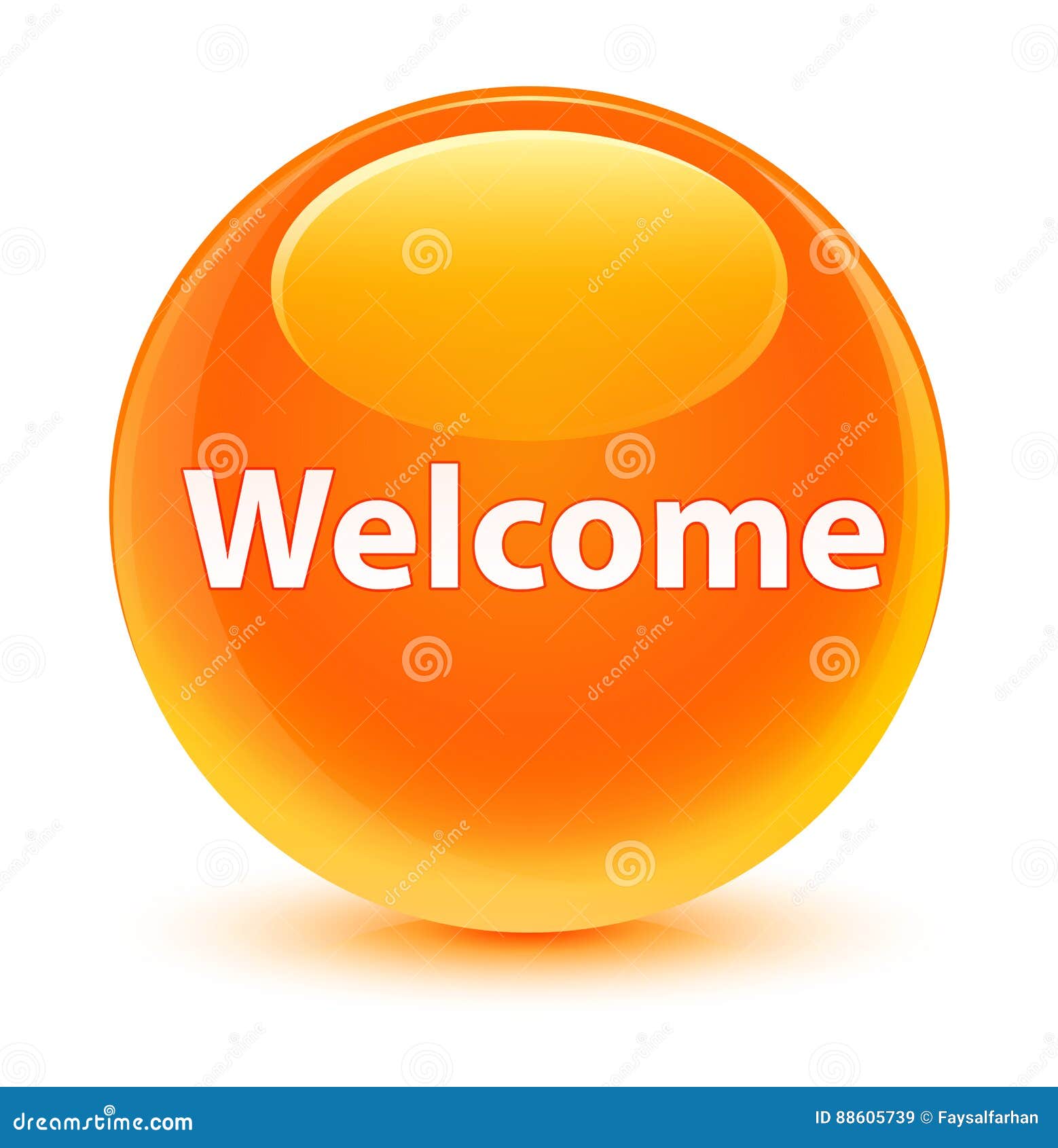 Welcome Glassy Orange Round Button Stock Illustration - Illustration of ...