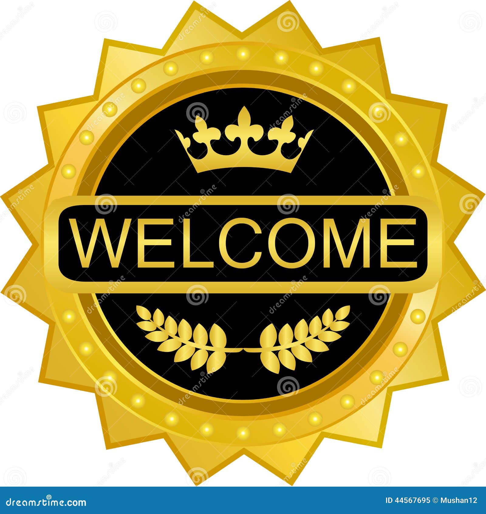 Welcome Gold Badge stock vector. Illustration of label - 44567695