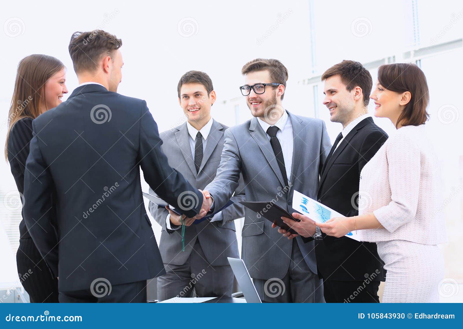 Welcome and Handshake of Business Partners on the Briefing Stock Photo ...