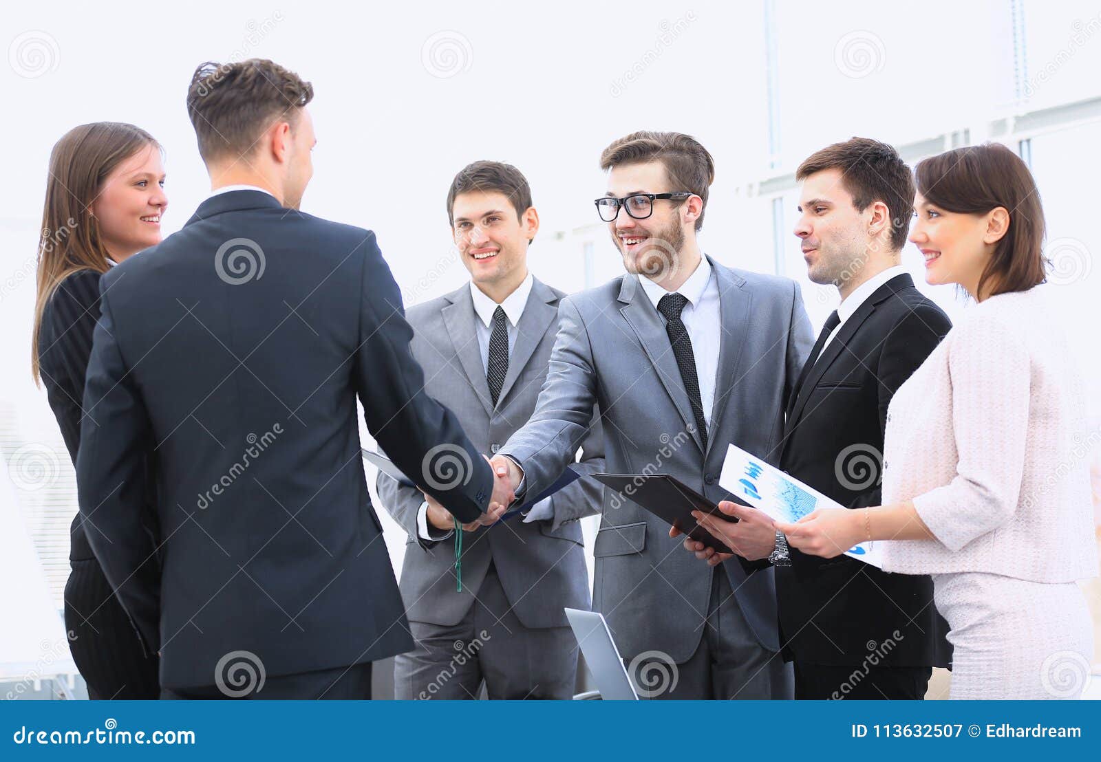 Welcome and Handshake of Business Partners on the Briefing Stock Image ...